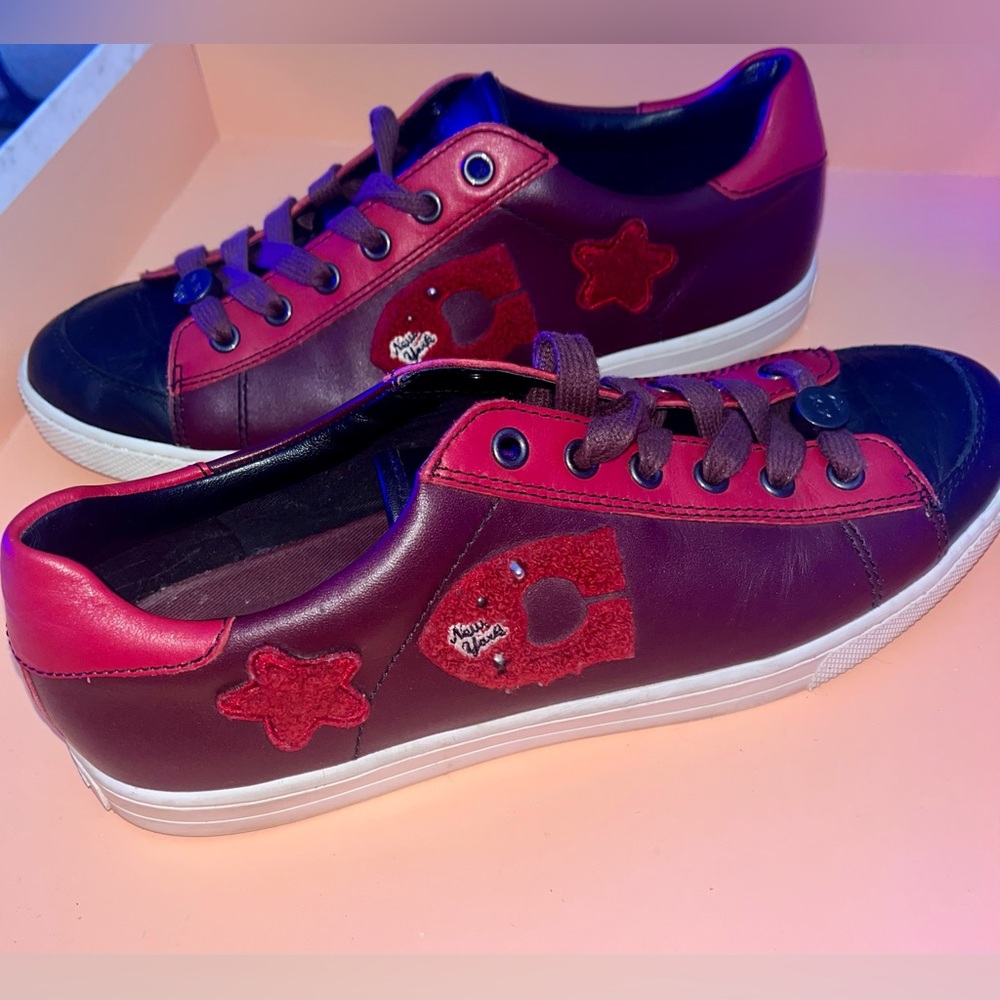 Coach Sneakers In Black & Red Leather - Gem